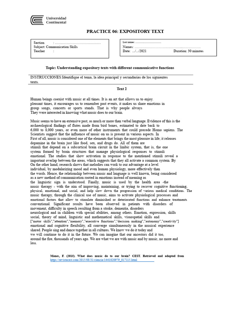 Practice 06 - Expository Text | PDF | Emotions | Mind