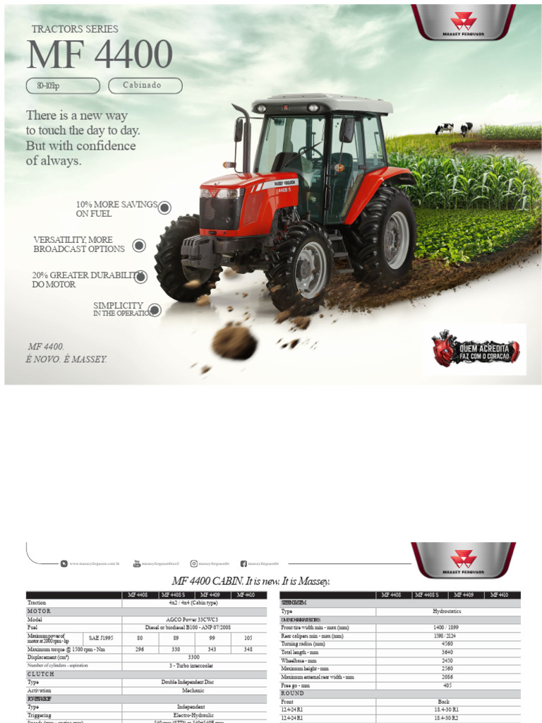 MF 4400 Cabinado Web | PDF | Tractor | Horsepower