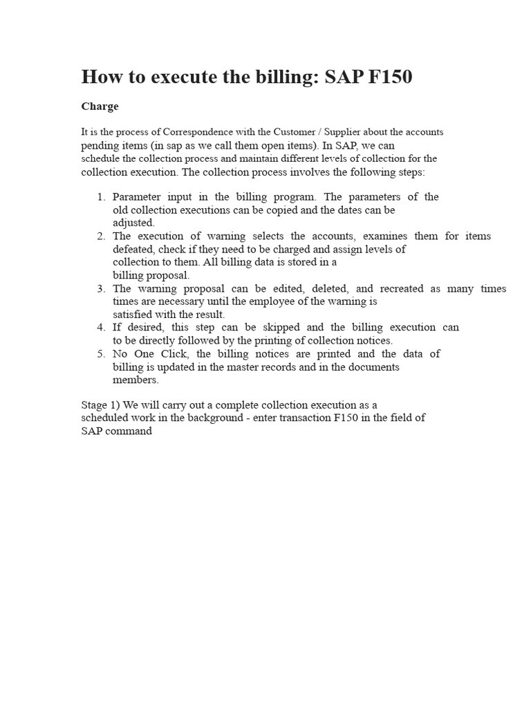 SAP F150 Billing Execution Guide | PDF