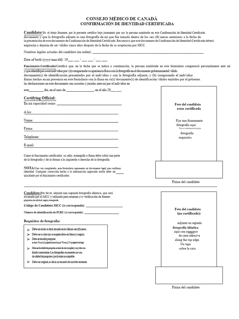 Confirmación de Identidad Certificada | PDF