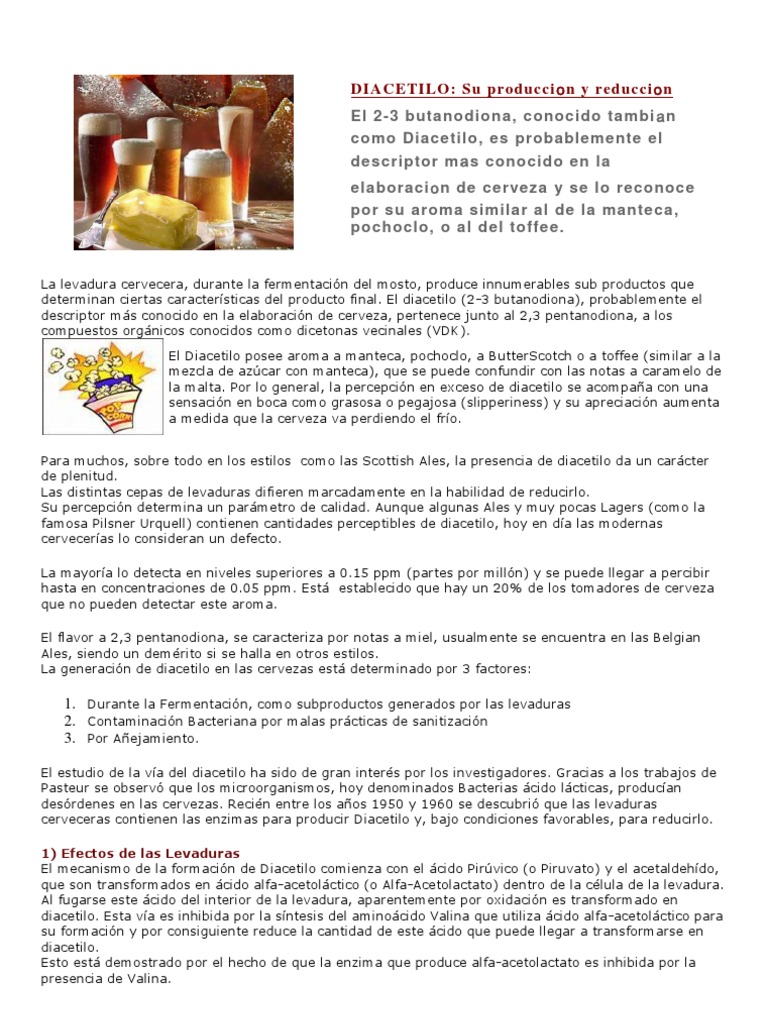 DIACETILO | PDF | Levadura | Cerveza