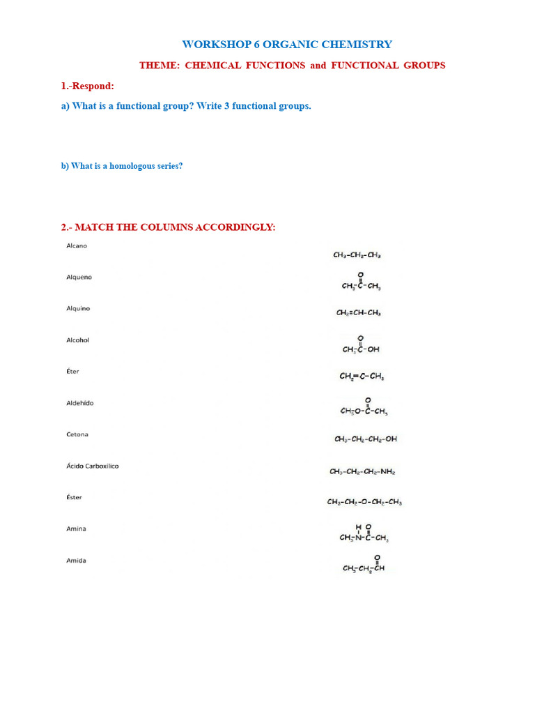 Workshop 6 Functional Groups | PDF