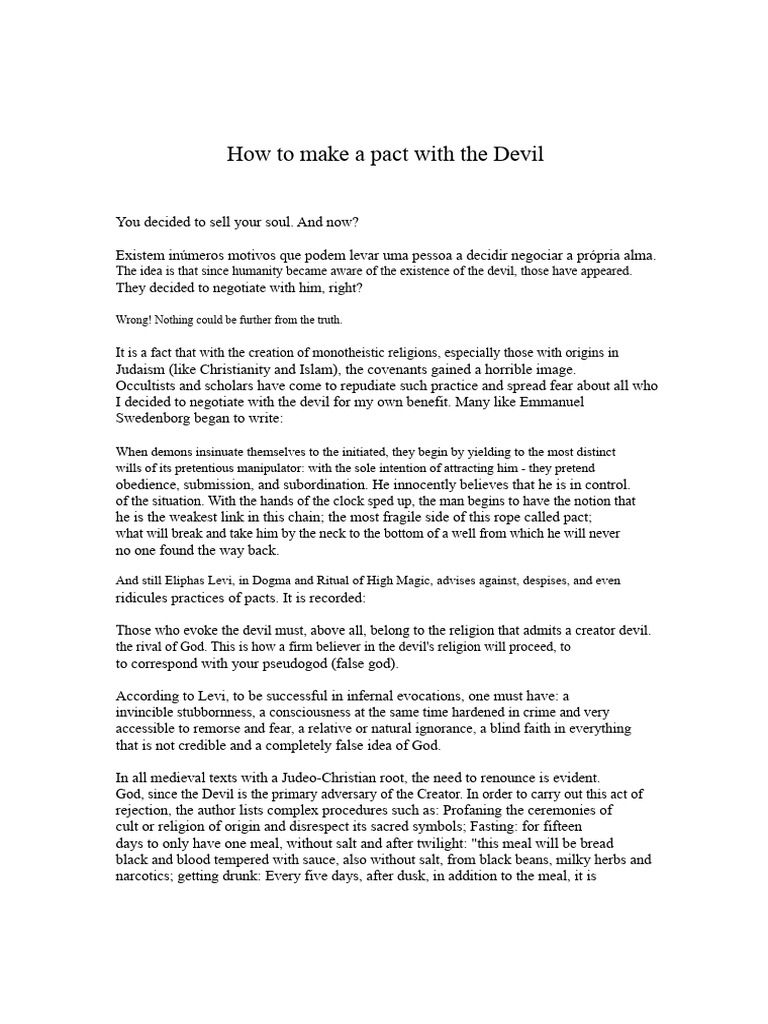 Making a Pact with the Devil Explained | PDF | Demons