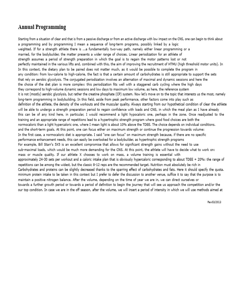 Annual Programming | PDF | Strength Training | Weight Training