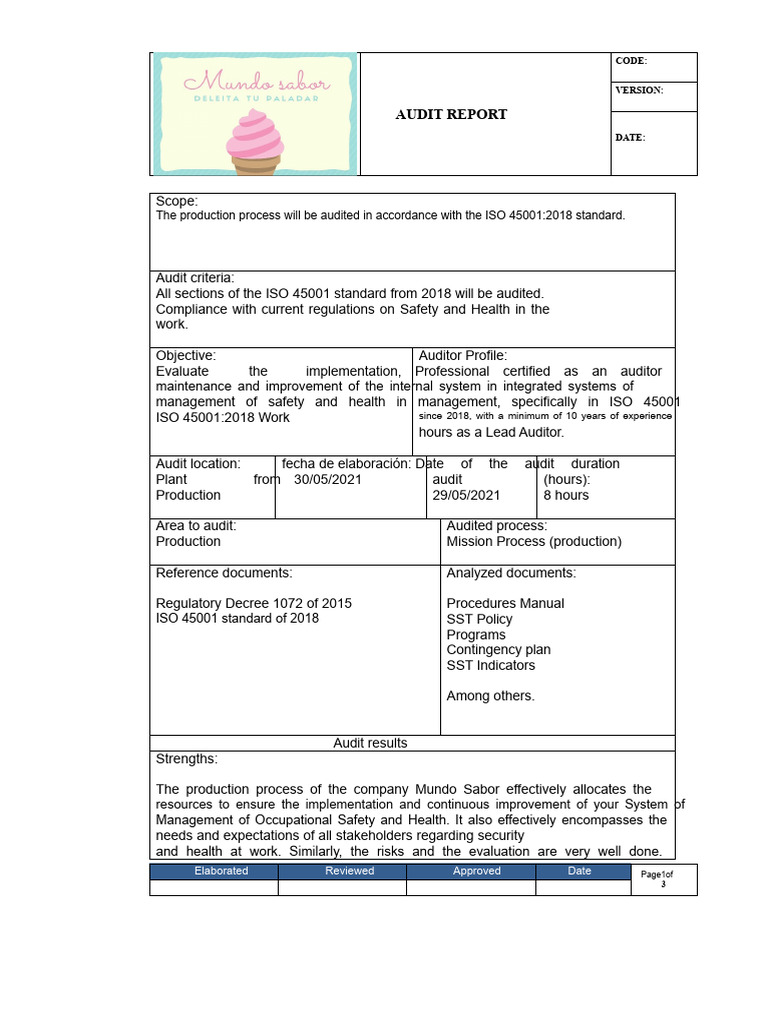 Audit Report | PDF | Audit | Occupational Safety And Health