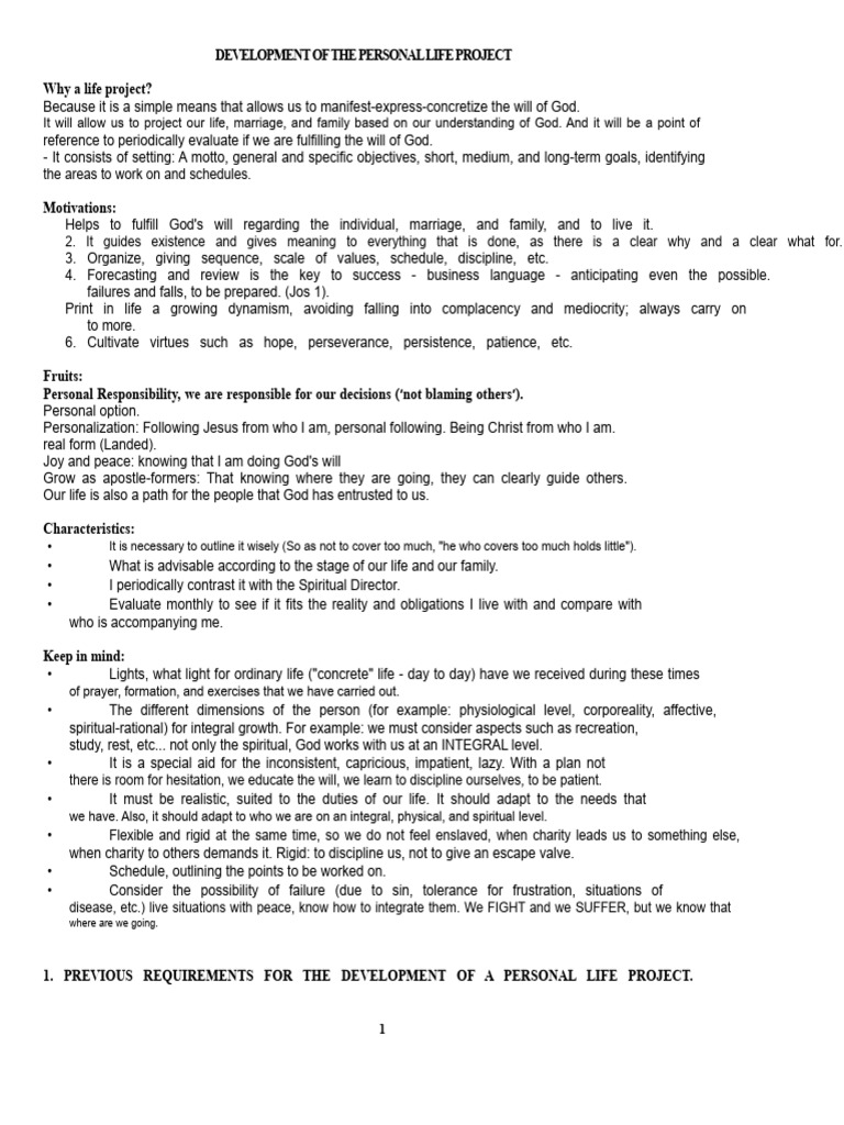 Creating a Personal Life Project | PDF | Motivation | Motivational