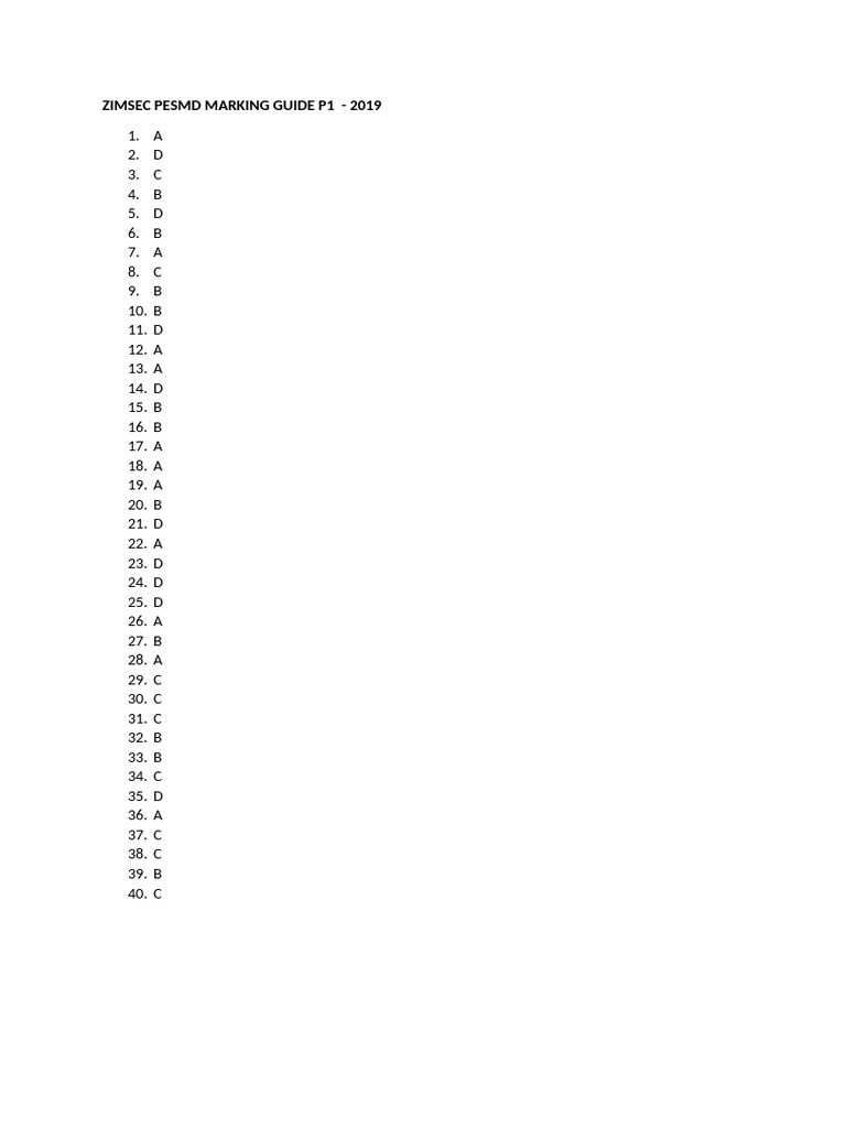 PE Marking Scheme 2019 P1 | PDF