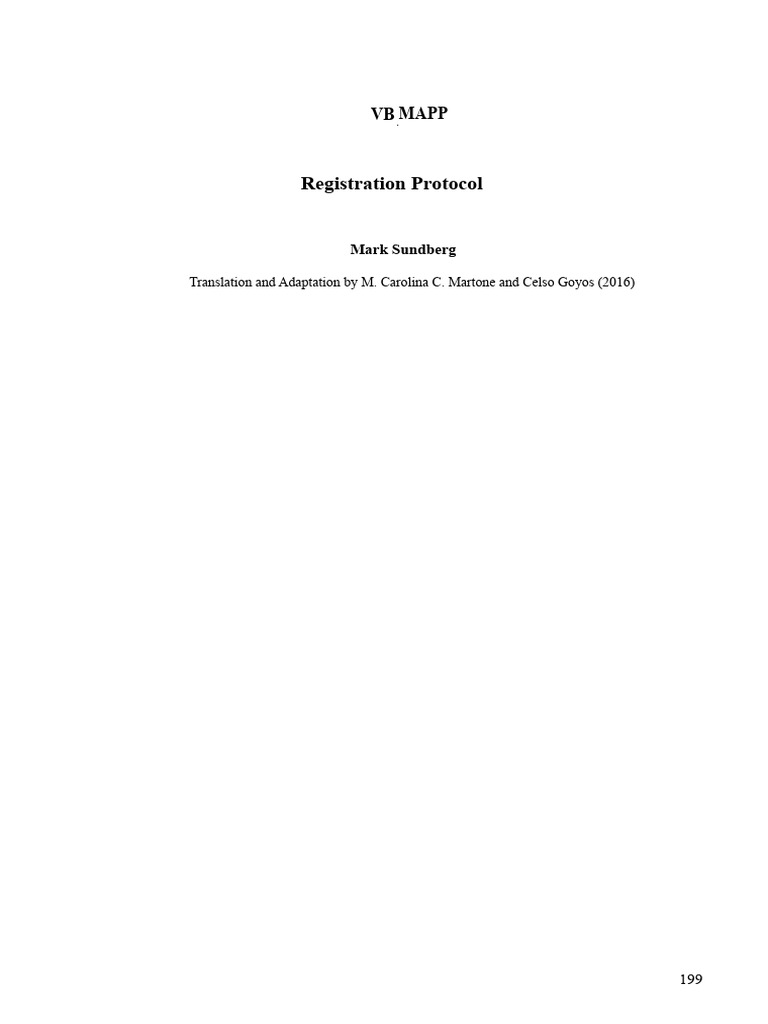 Registration Protocol - VB-MAPP | PDF | Noun | Word
