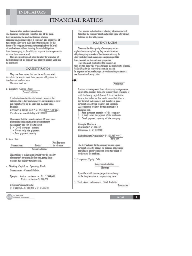 Financial Ratios | PDF | Debt | Money