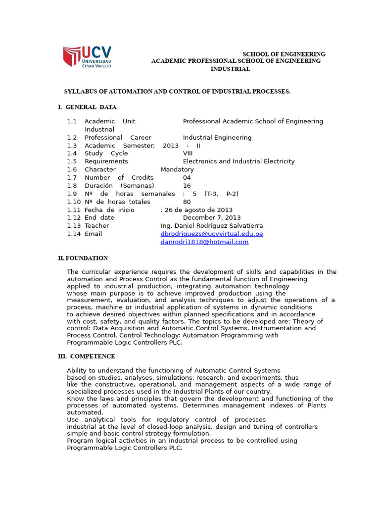 176691223-Syllabus of Automation and Control of Industrial Processes ...