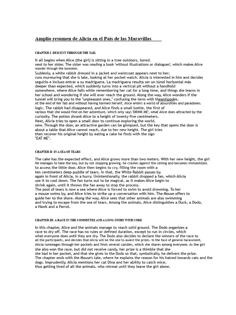 A Comprehensive Summary of Alice in Wonderland | PDF | Alice (Alice's ...