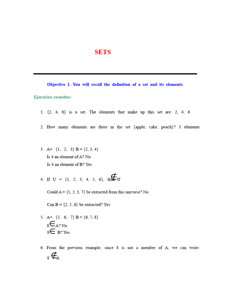 Set Theory - Solved Exercises | PDF | Empty Set | Intersection (Set Theory)