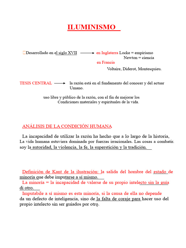 Iluminismo Esquemas | PDF | Era de iluminacion | Empirismo