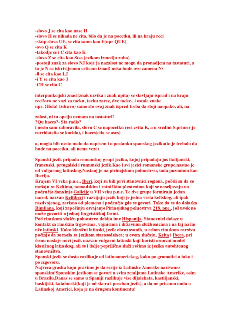Spanski Jezik Osnove | PDF