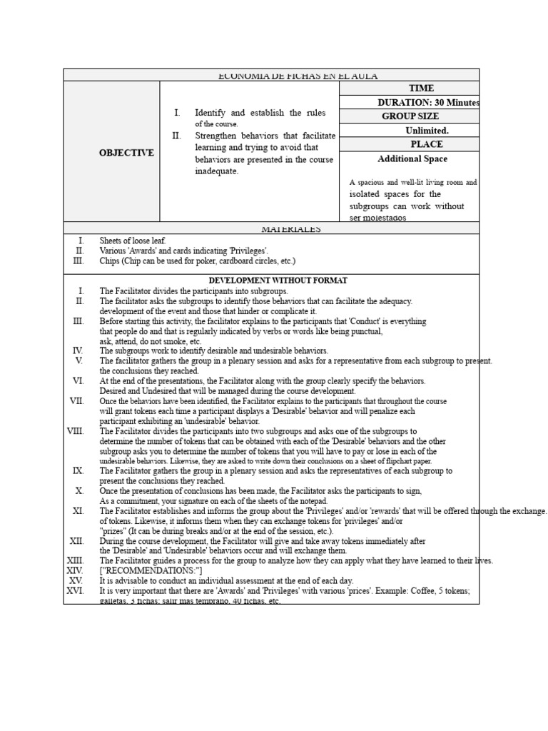 Economy of Tickets in The Classroom | PDF | Psychological Concepts ...