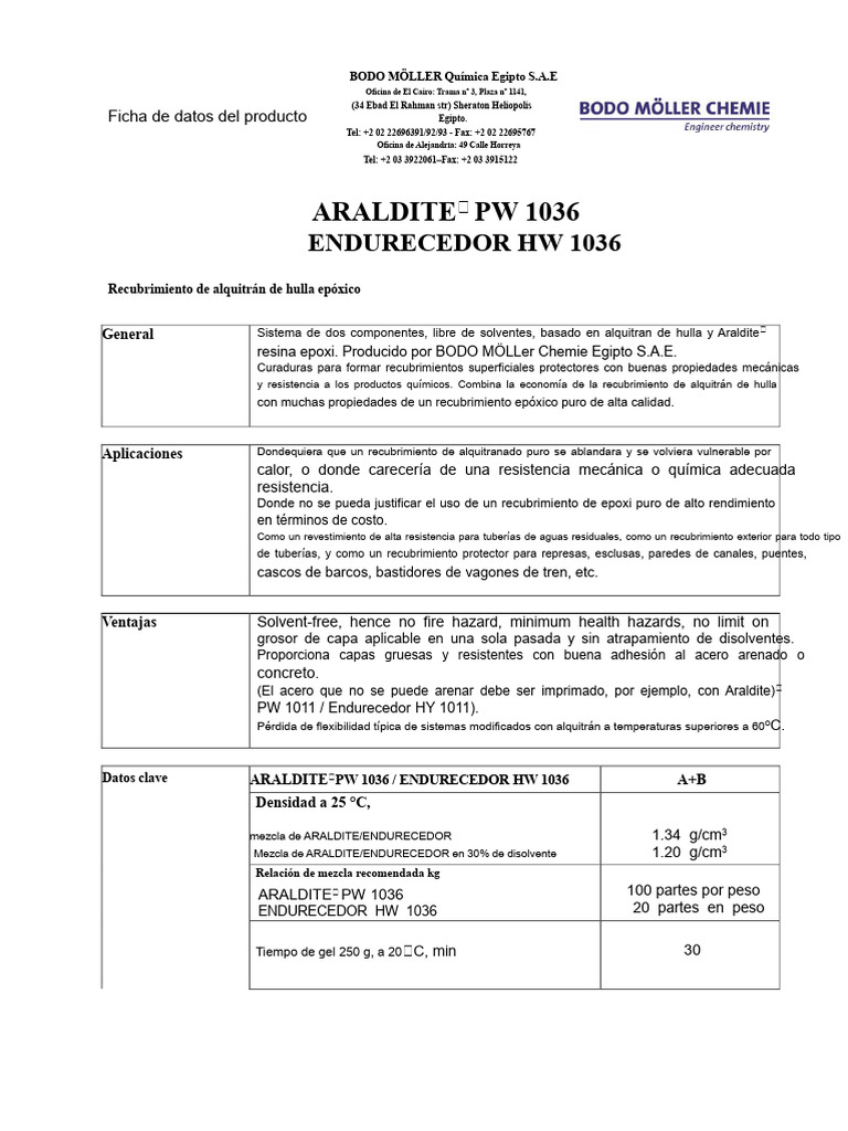 Araldite 1036 Alquitrán de Hulla | PDF | Epoxy | Solvente