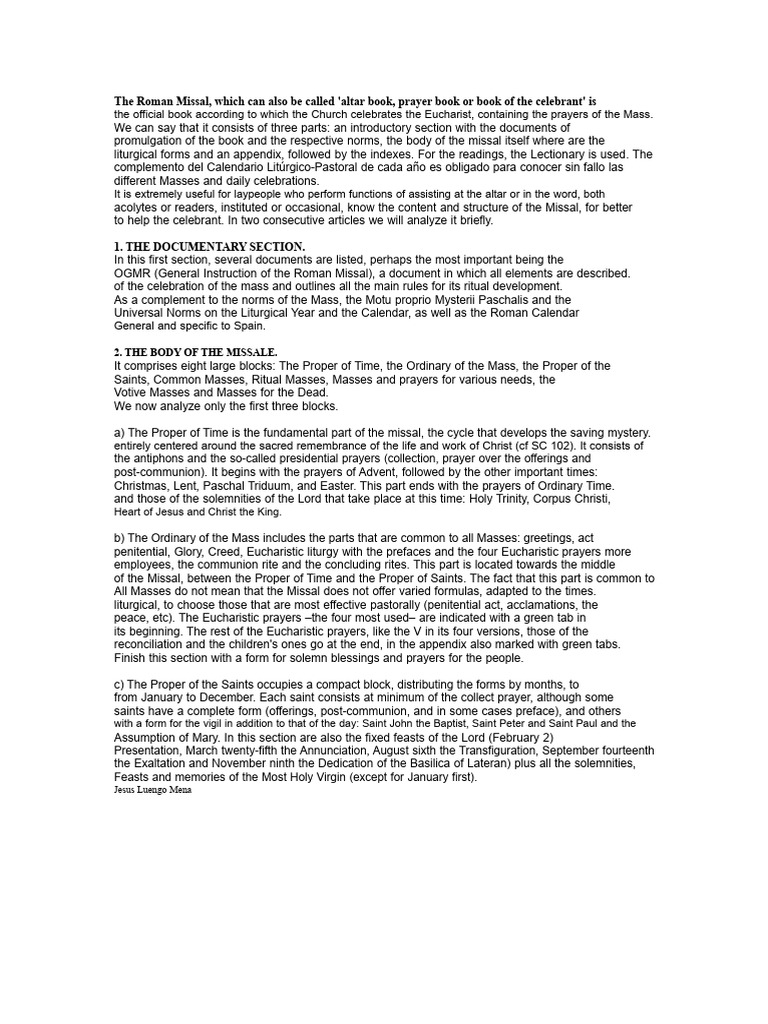 The Roman Missal I | PDF | Mass (Liturgy) | Eucharist