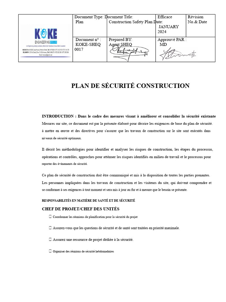 Plan de Sécurité Sur Le Chantier | PDF | Sécurité | Soudage