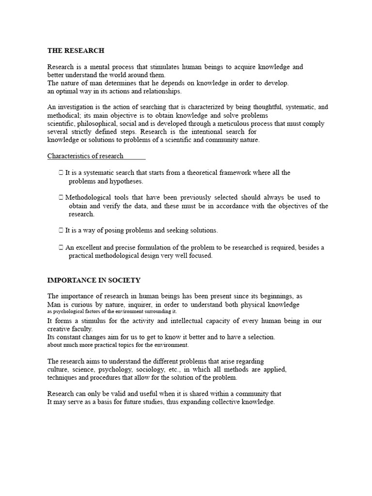 Importance of Research in Society | PDF | Knowledge | Methodology