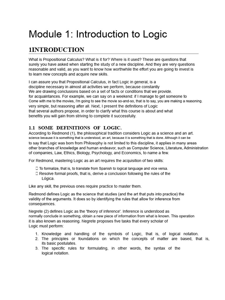 Module 1, Introduction To Logic | PDF | Logic | Axiom
