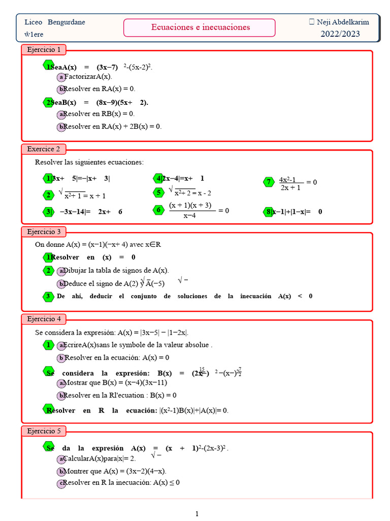 Ecuación e Inecuación | PDF | Ecuaciones | Matemáticas De La Computación