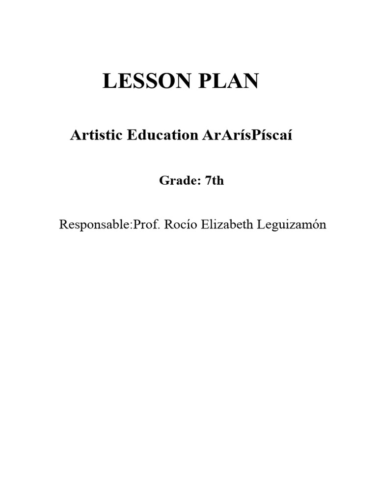 Lesson Plan. Visual Arts | PDF | Lesson Plan | Drawing