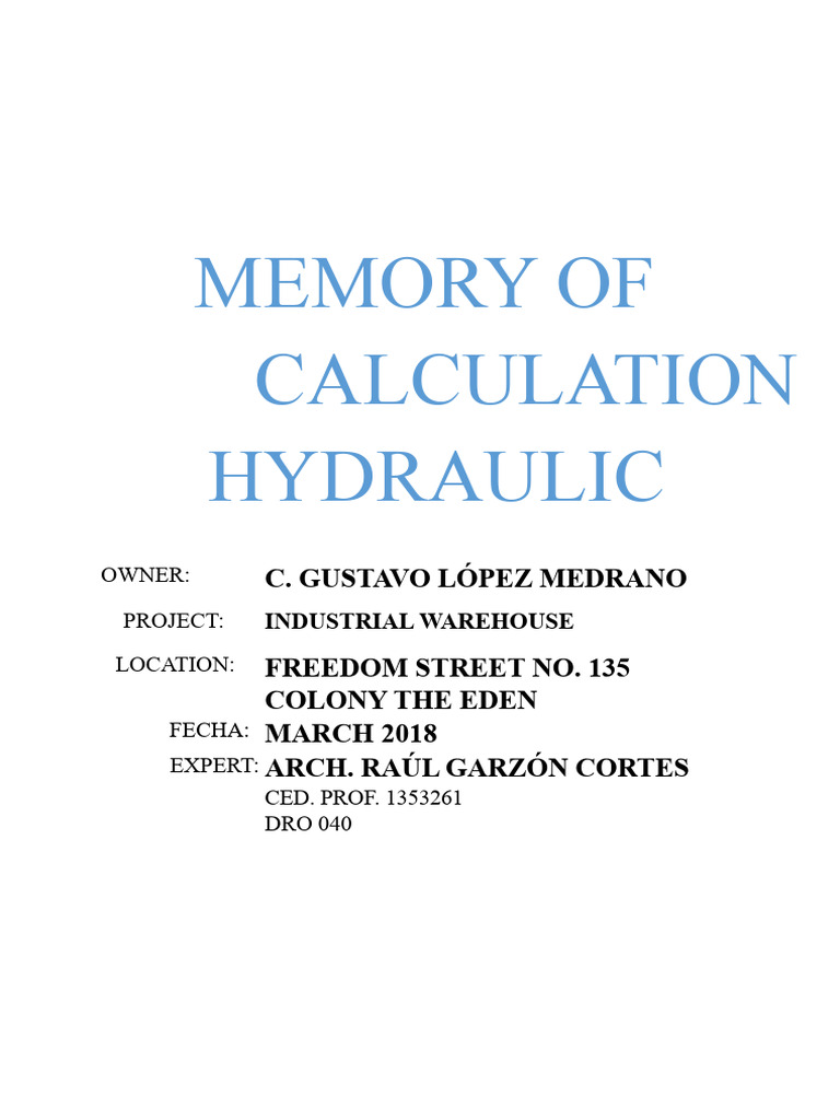 Hydraulic Calculation Memory | PDF | Bathroom | Water