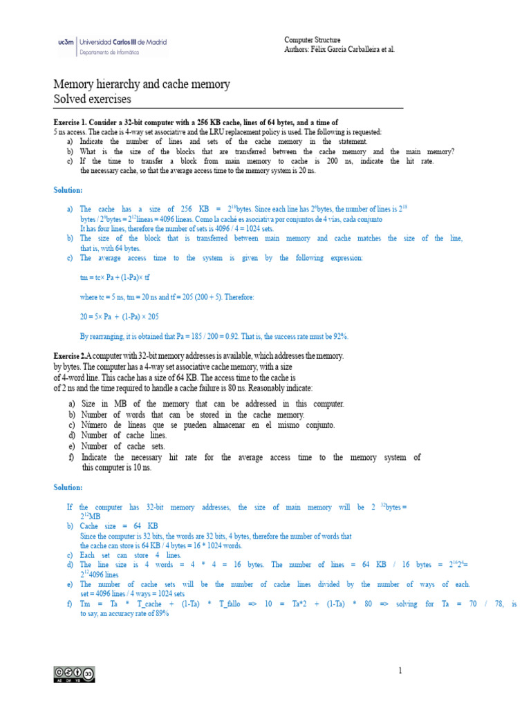 Exercises Solved Topic 5 | PDF | Cpu Cache | Bit