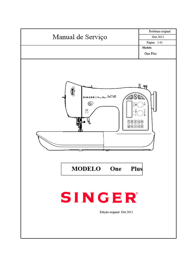 Manual de Serviço Da Máquina de Costura Singer One Plus | PDF ...