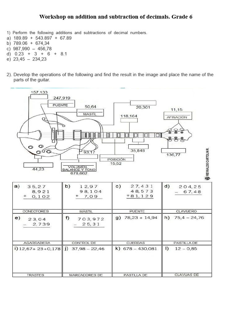 Workshop On Addition and Subtraction of Decimals | PDF