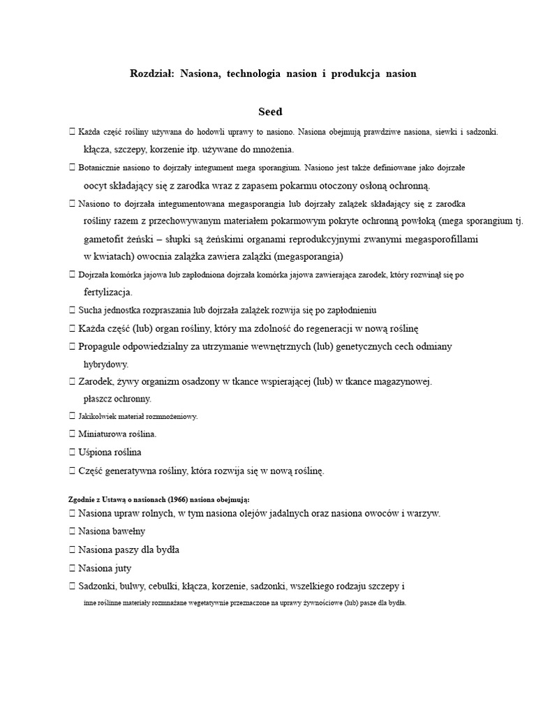 Nasiona I Technologia Nasienna | PDF