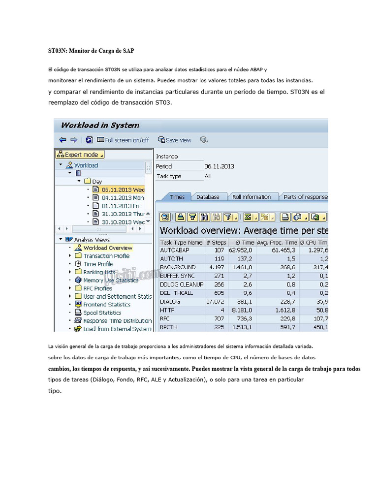 Análisis de Rendimiento con ST03N en SAP | PDF | Unidad Central de ...