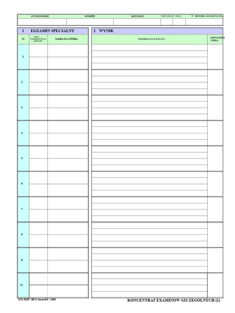 Formularz (1) - 055 SKONCENTROWANE EGZAMINY SPECJALNE | PDF