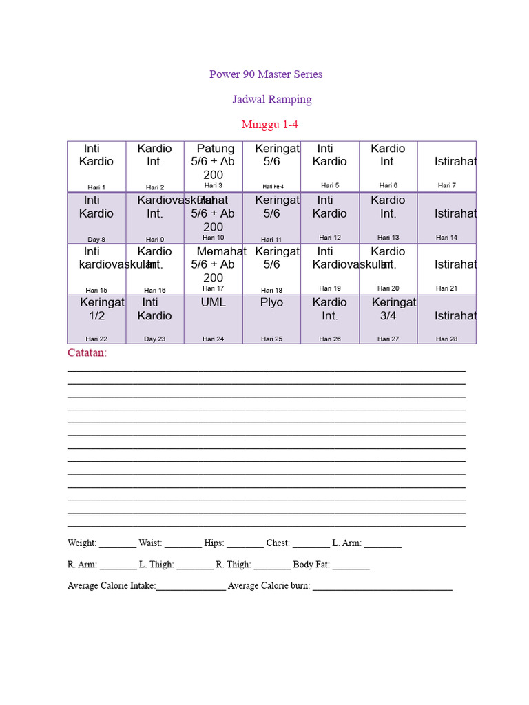 Power 90 Master Series Workout Plan | PDF | Strength Training | Body Shape