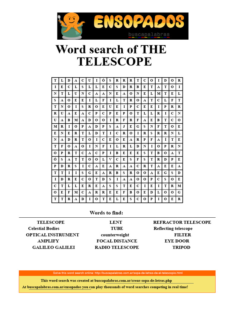 Word Search of The Telescope | PDF | Telescope | Imaging