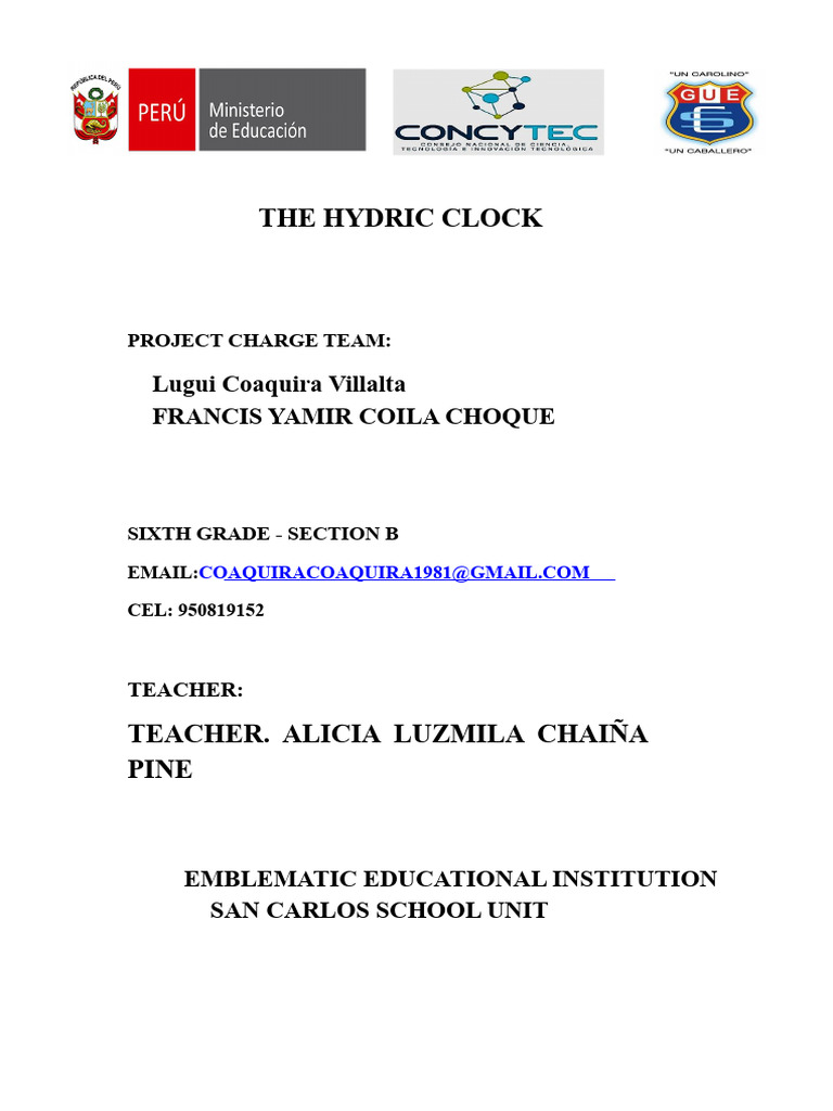 Eco-Friendly Hydraulic Clock Project | PDF | Water | Clock