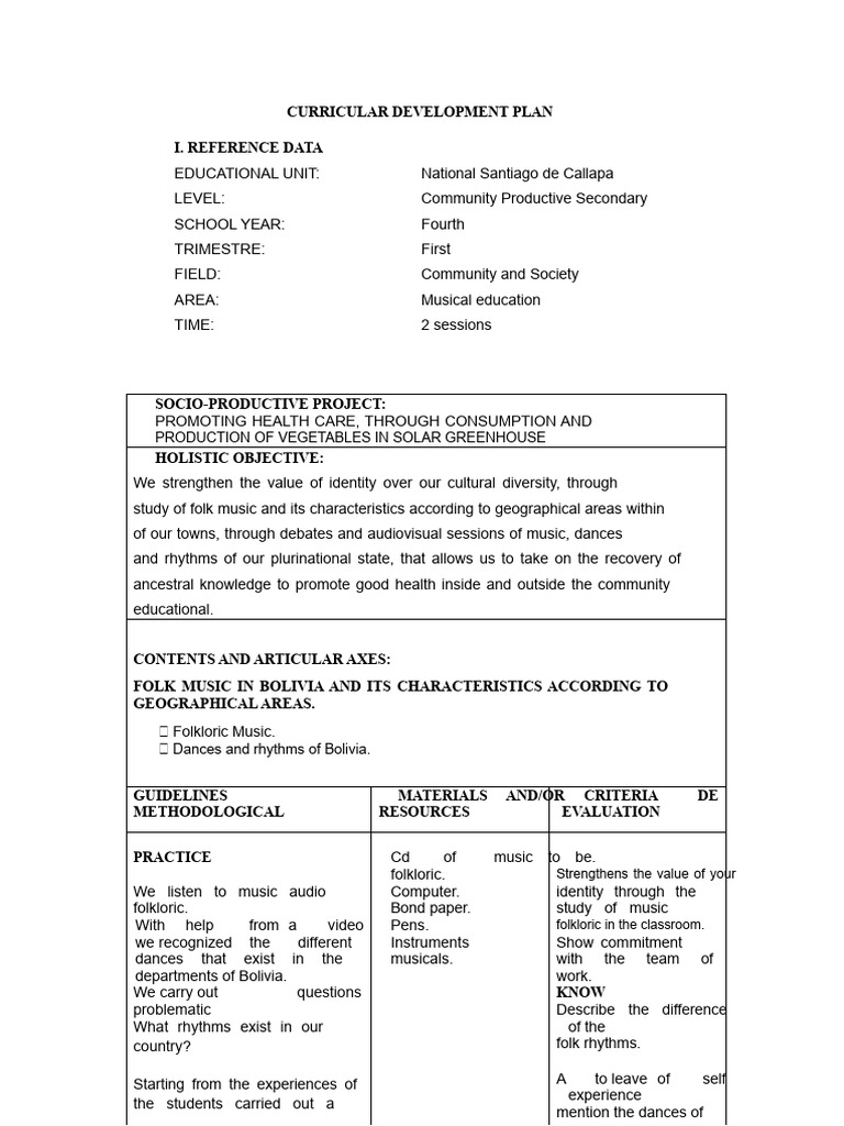 Curriculum Development Plan | PDF | Bolivia
