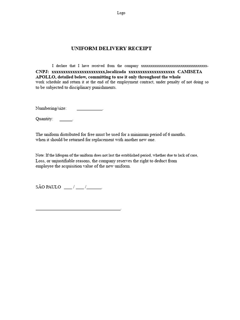 I Receive The Delivery of The Uniform | PDF