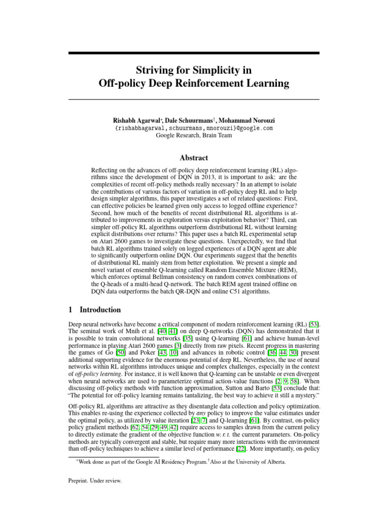 Striving For Simplicity in Off-Policy Deep Reinforcement Learning | PDF | Applied Mathematics ...