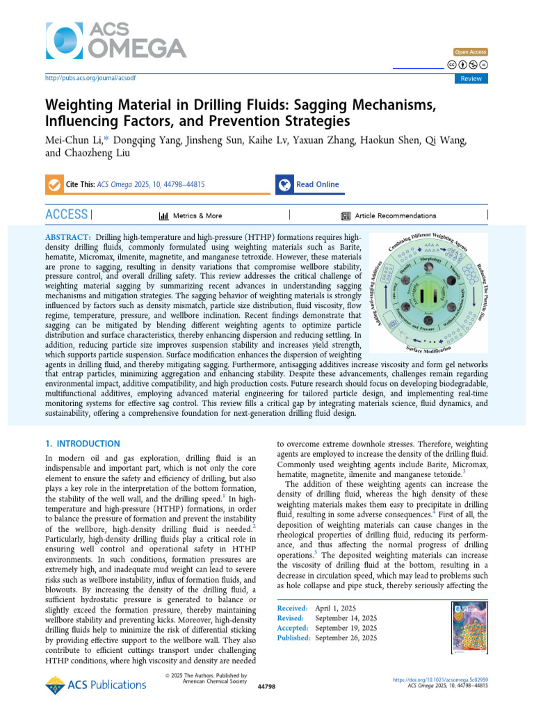 Weighting Material in Drilling Fluids Sagging Mechanisms Influencing ...
