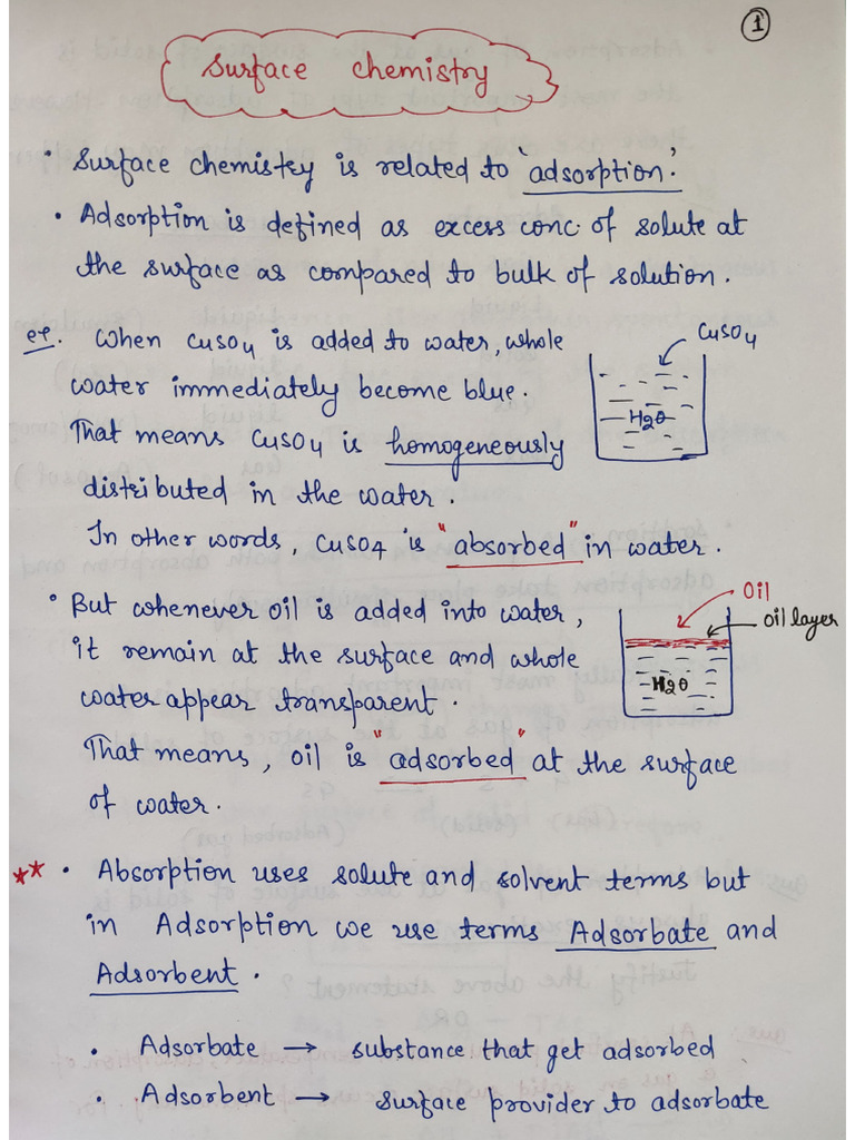 Surface Chemistry Notes | PDF