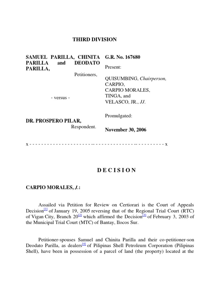 Parilla Ejectment Case Decision | PDF | Lease | Leasehold Estate