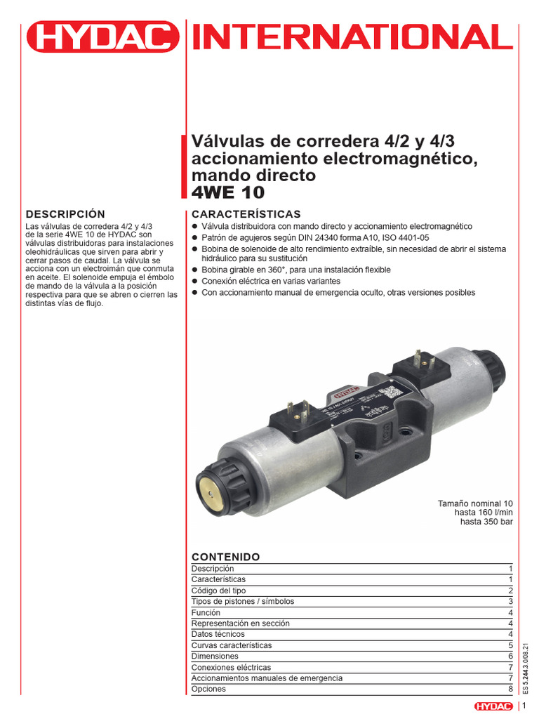 4WE10 4 - 2 y 4 - 3 Válvulas de Corredera | PDF | Tornillo ...
