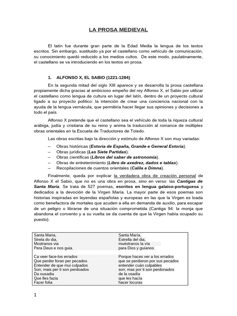 Evolución de la prosa medieval en España | PDF | Prosa | Edades medias