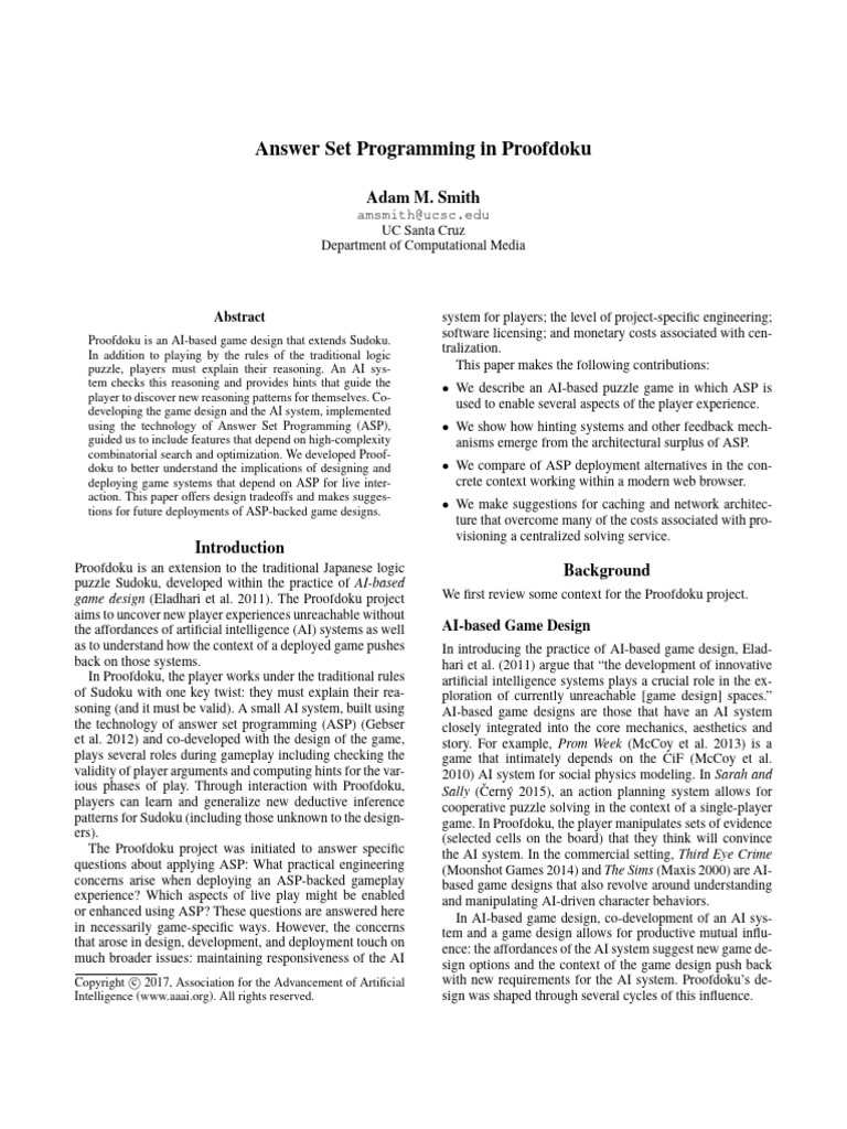 answer-set-programming-in-proofdoku | PDF | Argument | Artificial Intelligence