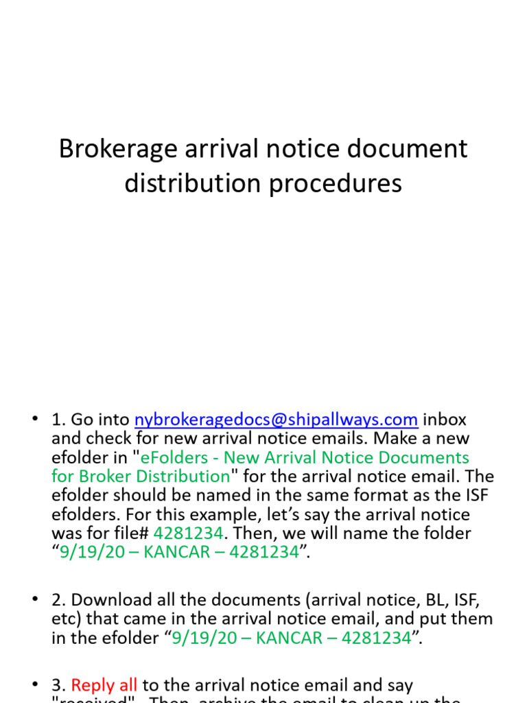 SOP For Brokerage An Document Distribution Procedures | PDF | Directory ...