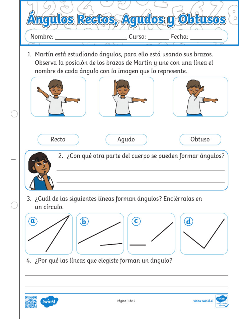 Guia Angulos Rectos Agudos y Obtusos | PDF