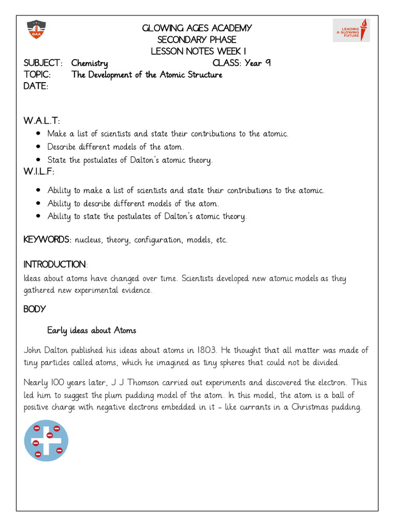 Week 1-3 Chemistry Year 9 Note | PDF | Atomic Nucleus | Periodic Table