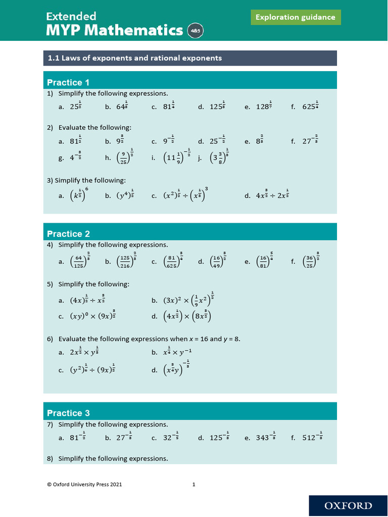 Simplifying Exponents and Radicals Practice | PDF | Mathematics ...