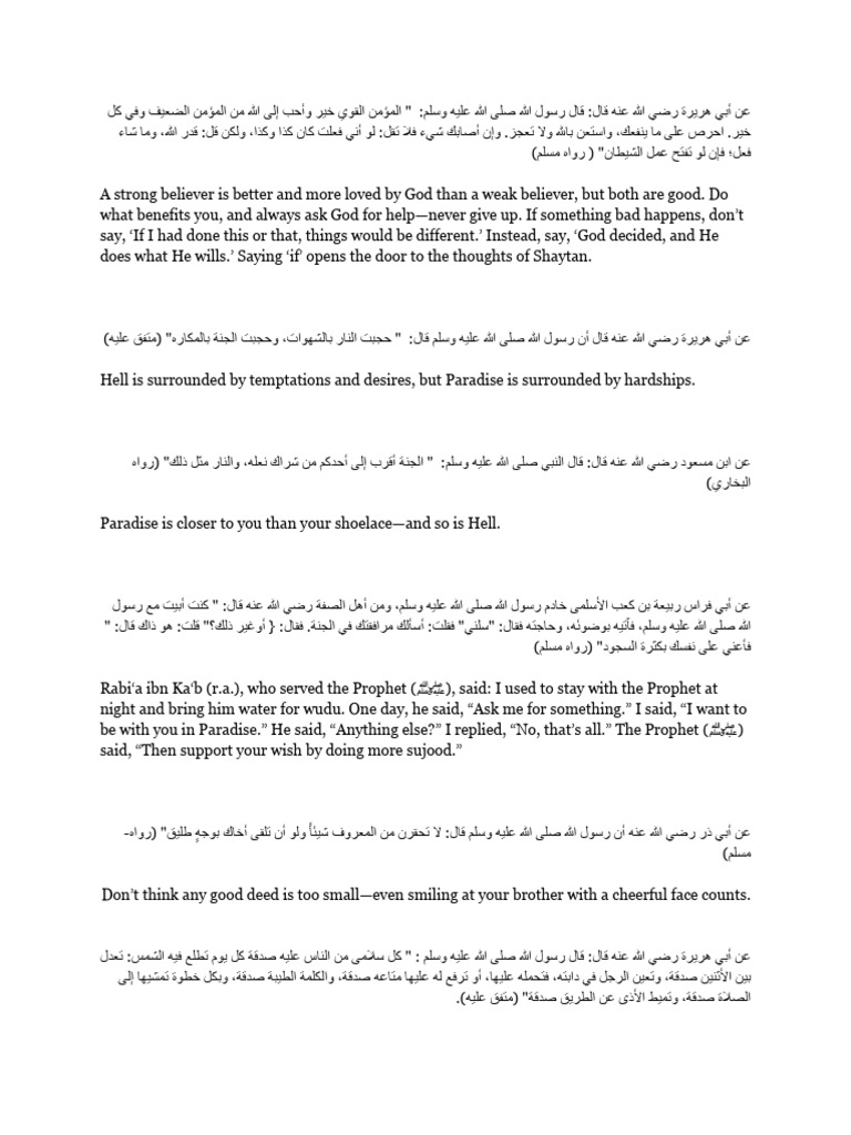 Selected Hadiths For Anyone | PDF | Hadith | Islamic Branches